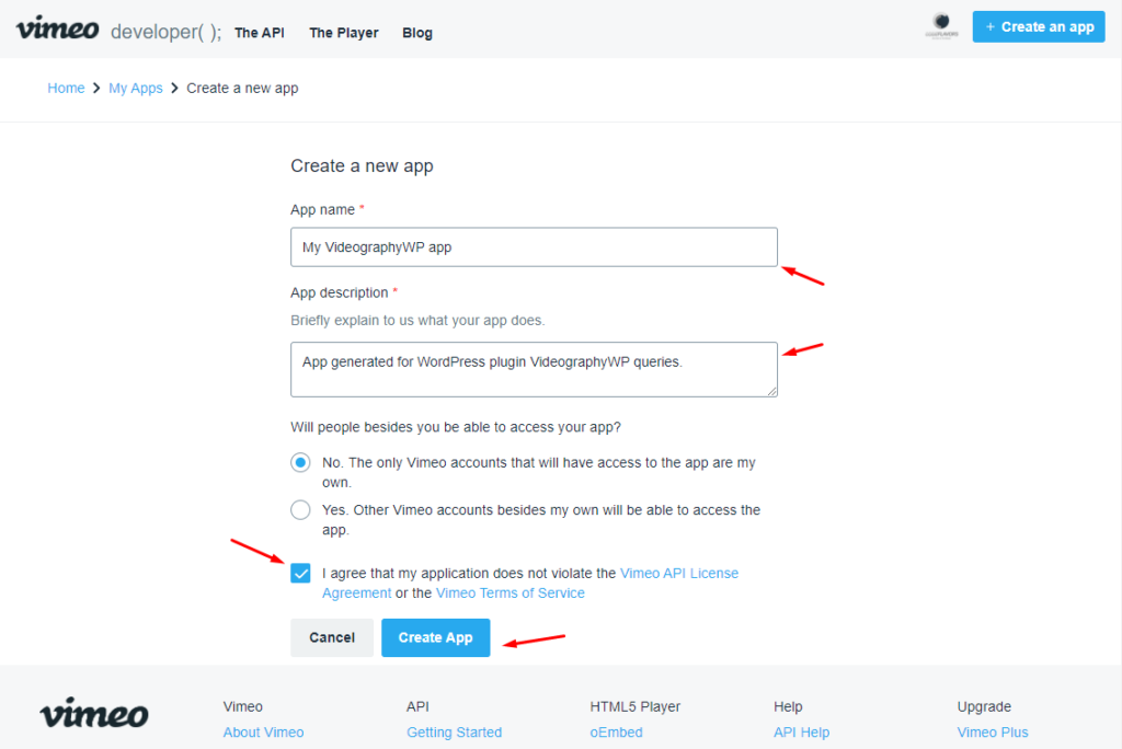 Embed private Vimeo videos using personal access token - WordPress video plugin - VideographyWP